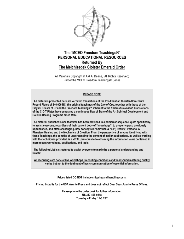 MCEO Freedom Teachings Resources: Keylontic Science