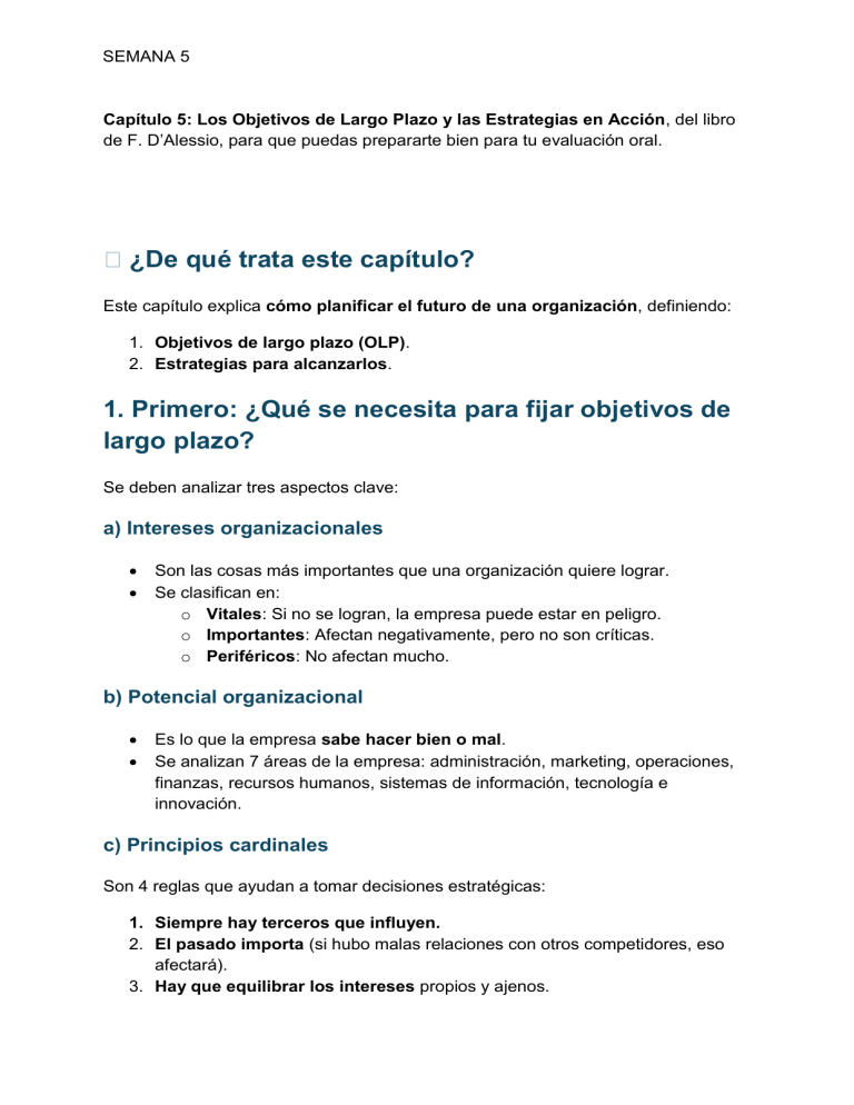 Objetivos a Largo Plazo y Estrategias: Resumen del Capítulo