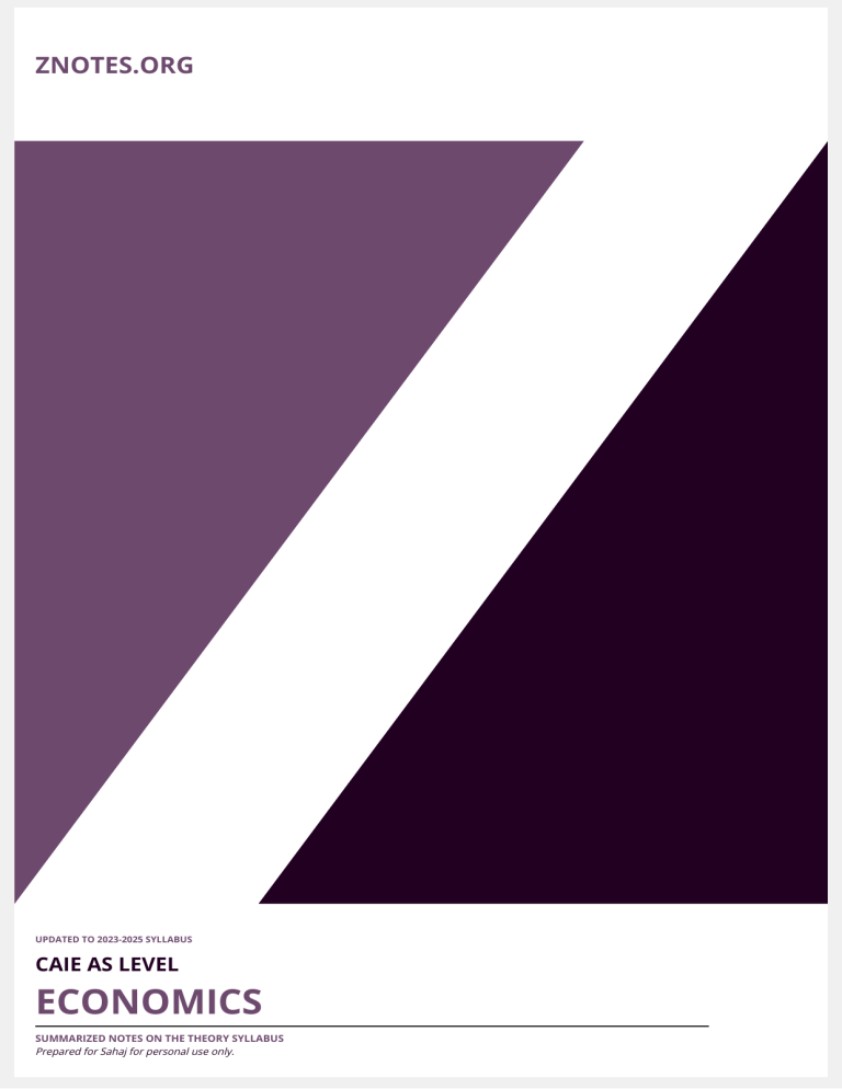 CAIE AS Level Economics Notes: Scarcity, Resource Allocation