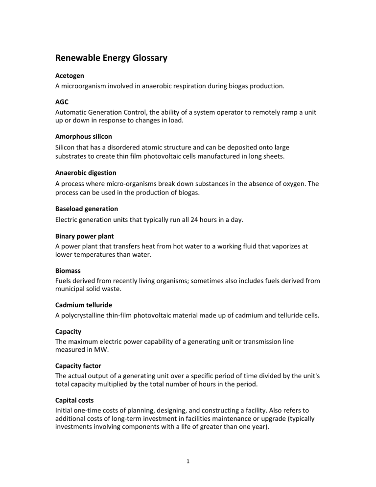 Renewable Energy Glossary: Key Terms & Definitions
