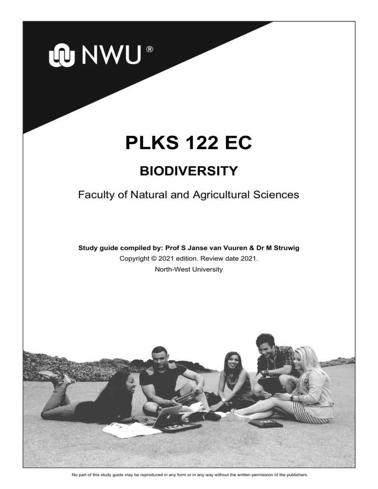 PLKS 122 Biodiversity Study Guide - North-West University
