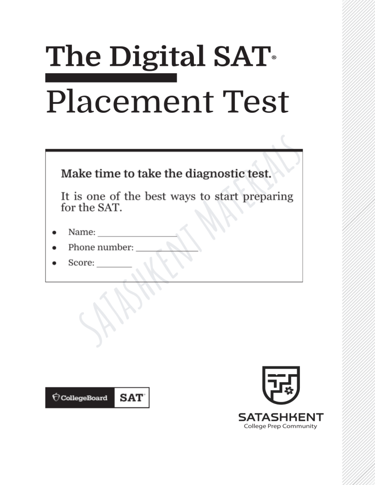 Digital SAT Placement Test - Practice Questions