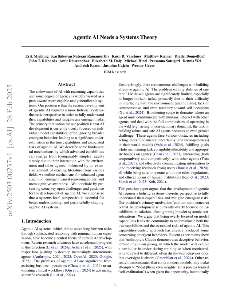 Agentic AI: A Systems Theory Approach