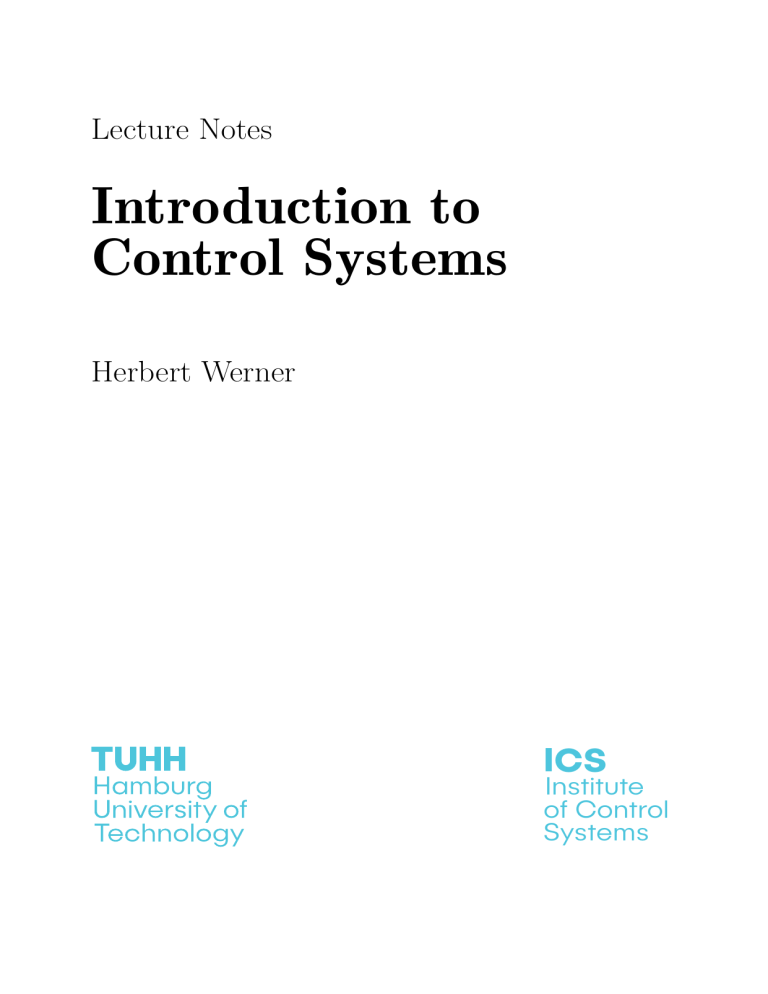 Control Systems Lecture Notes