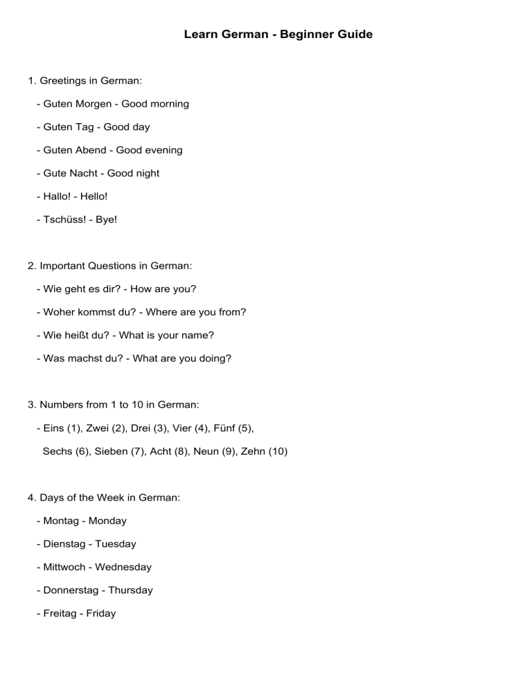 Learn German: Beginner's Guide to Basic Phrases & Vocabulary