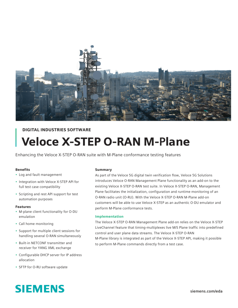 Veloce X-STEP O-RAN M-Plane: Conformance Testing