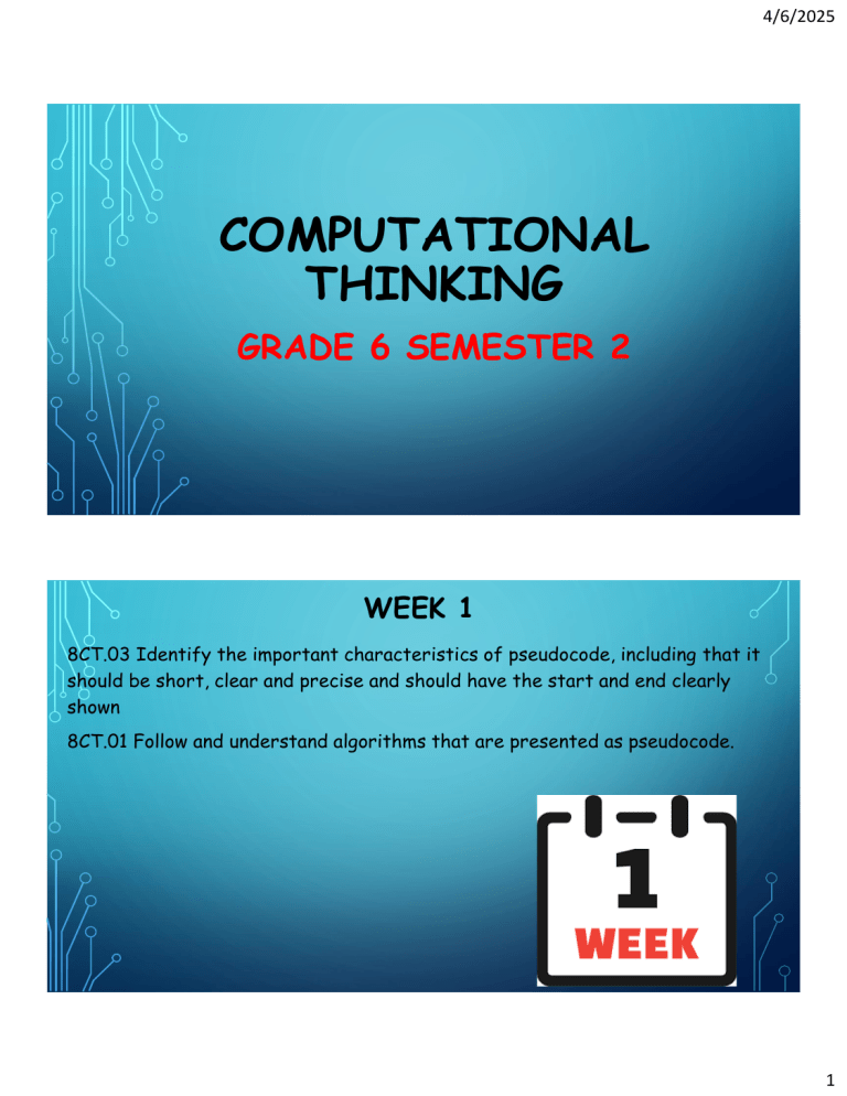 Computational Thinking: Grade 6, Semester 2