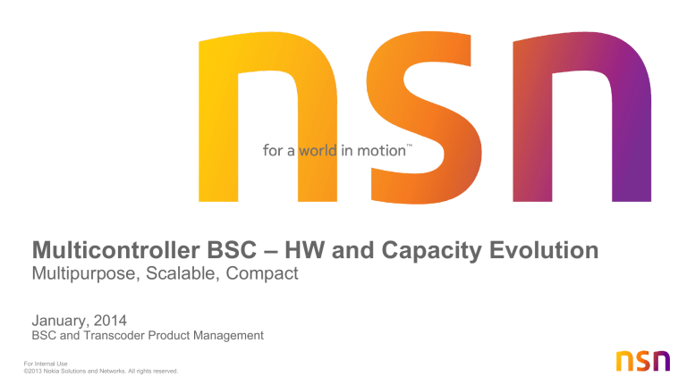 Multicontroller BSC HW & Capacity Evolution: RG30, RG30EP1