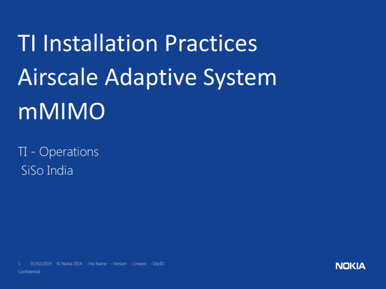 Airscale mMIMO TI Installation Practices