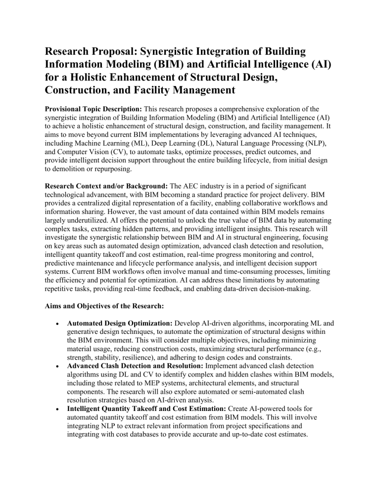 BIM & AI for Structural Design: Research Proposal