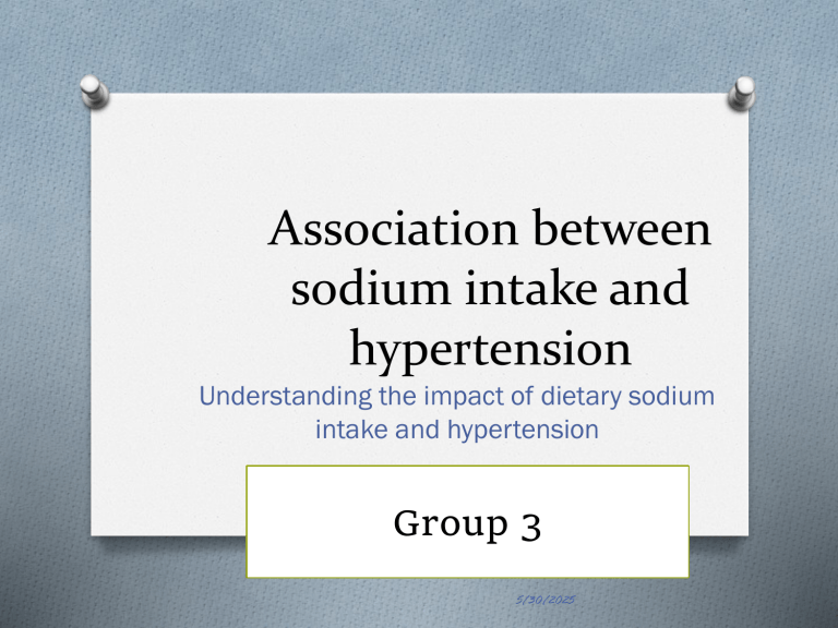 Sodium Intake & Hypertension: Understanding the Link