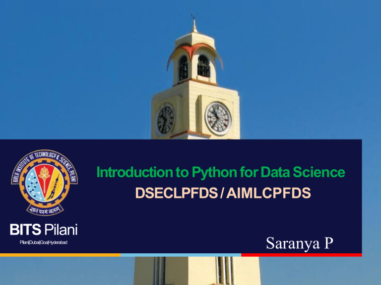 Introduction to Python for Data Science - BITS Pilani Course