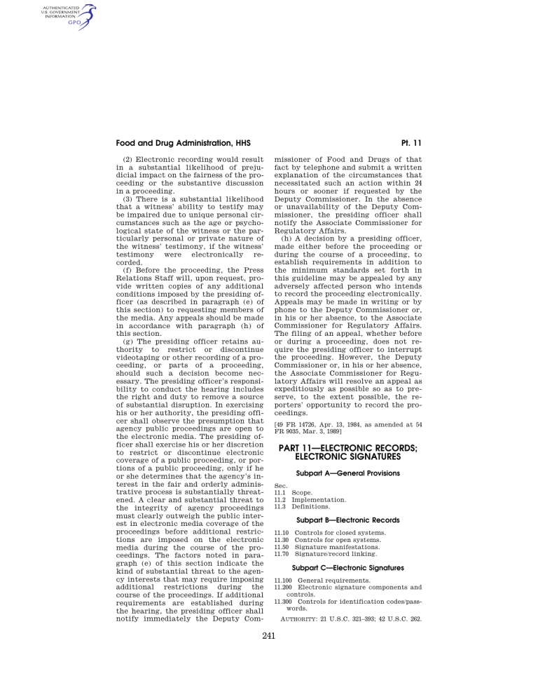 FDA Part 11: Electronic Records & Signatures Regulations