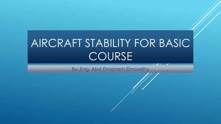 Aircraft Stability: Basic Course Presentation