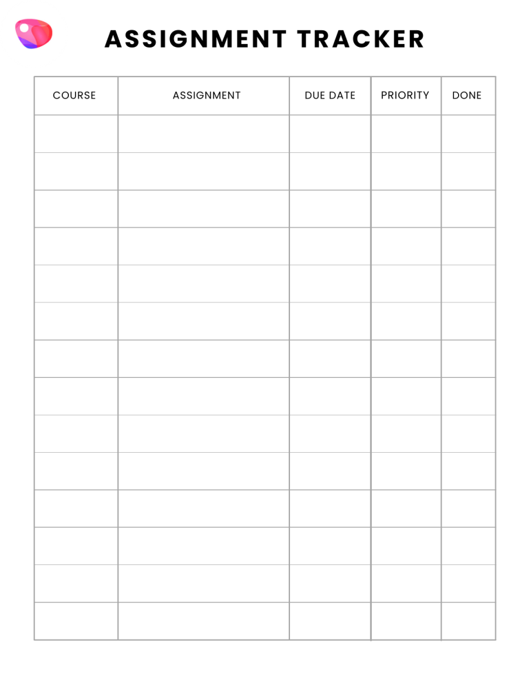Assignment Tracker Template | Stay Organized & Productive
