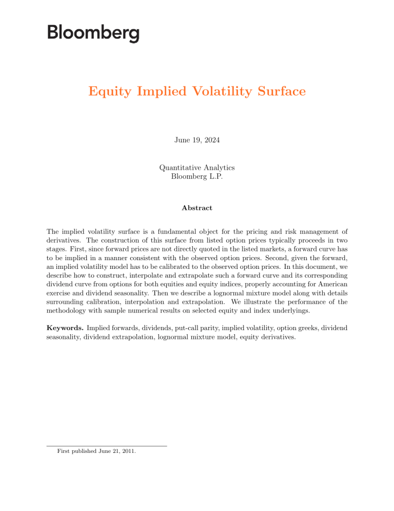 Equity Implied Volatility Surface: Option Pricing & Risk Management