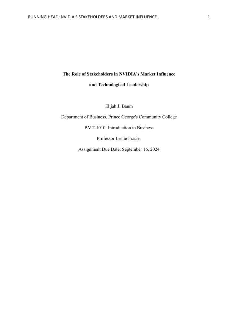 NVIDIA Stakeholders & Market Influence: A Business Analysis