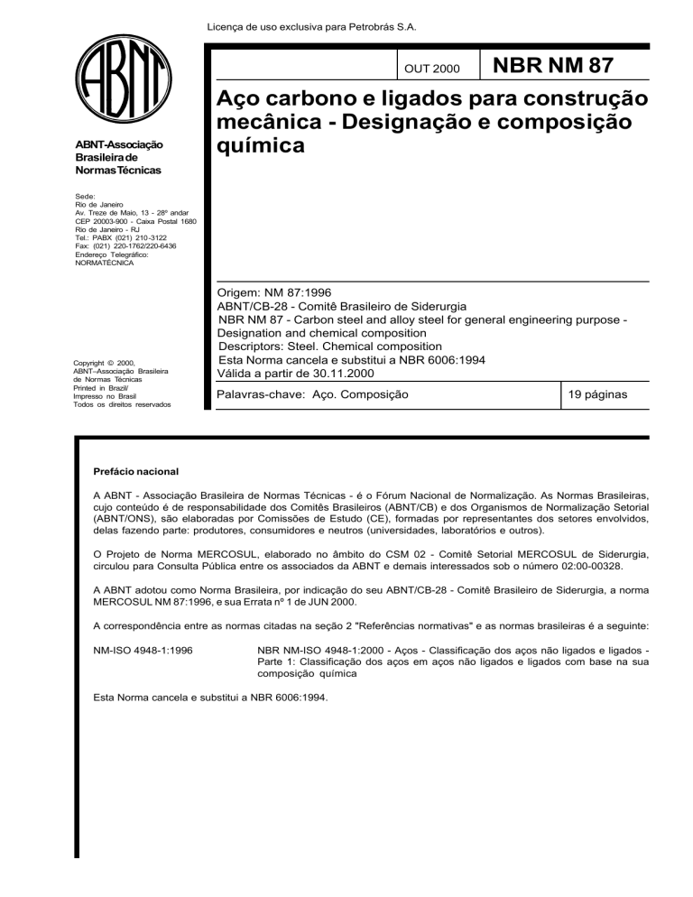 NBR NM 87: Estándar de Acero al Carbono y Aleado