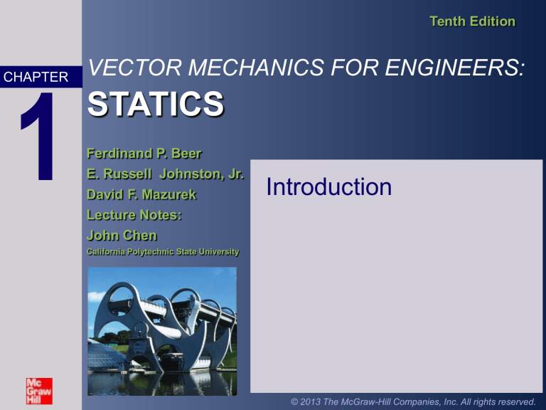 Statics Lecture Notes: Introduction to Vector Mechanics