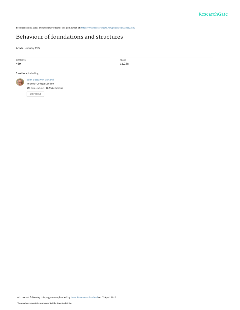 Foundations & Structures Behavior: 1977 Article