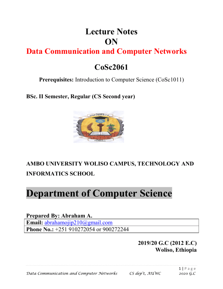 Data Communication and Computer Networks Lecture Notes