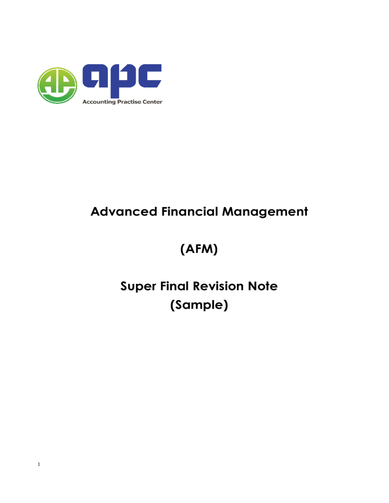 AFM Exam Revision Note: Advanced Financial Management