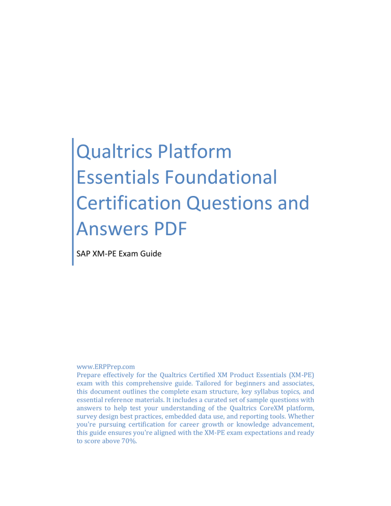 Qualtrics XM-PE Exam: Questions & Answers PDF