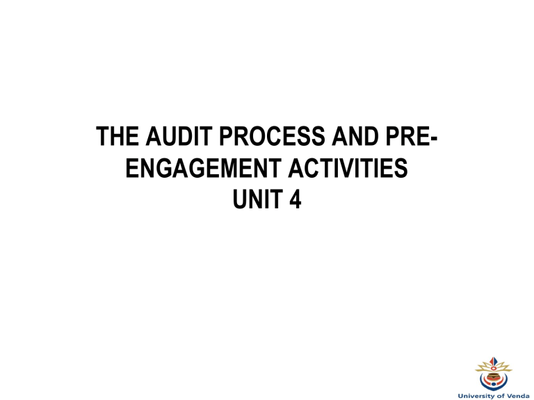 Audit Process & Pre-Engagement Activities: A Guide