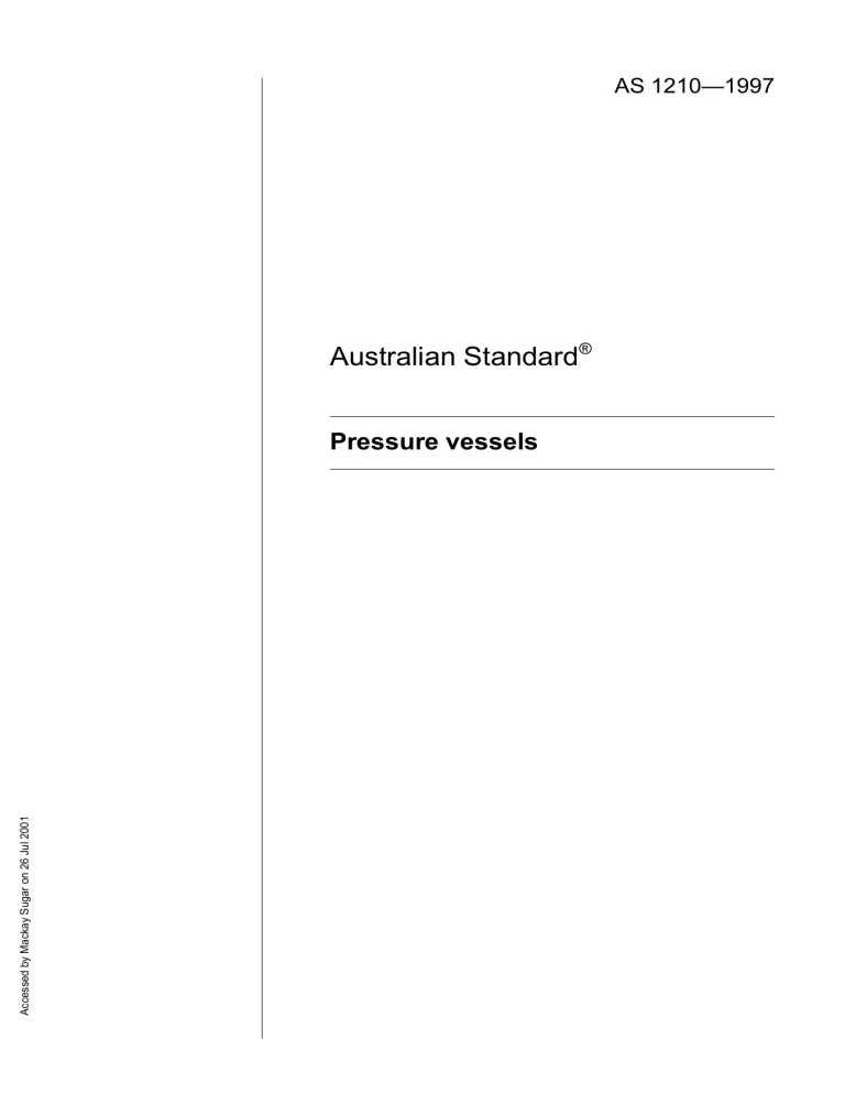 AS 1210-1997: Pressure Vessel Australian Standard