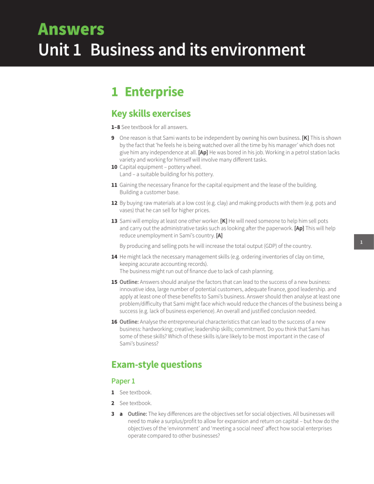 Business & Environment Answers: Enterprise & Structure