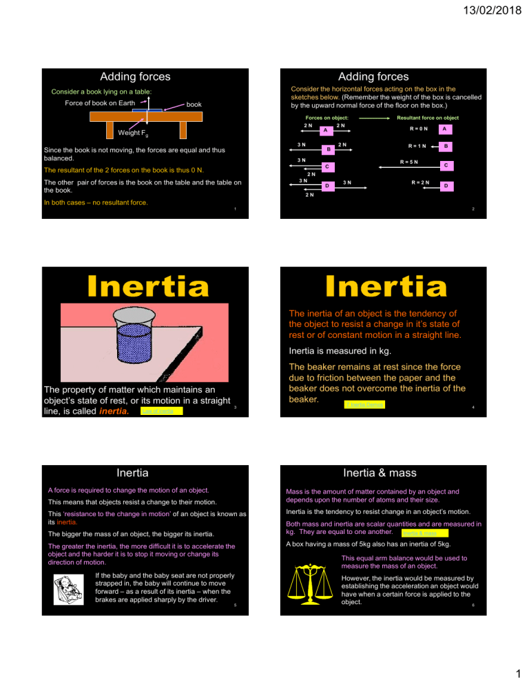 Adding Forces, Inertia & Newton's Laws Presentation