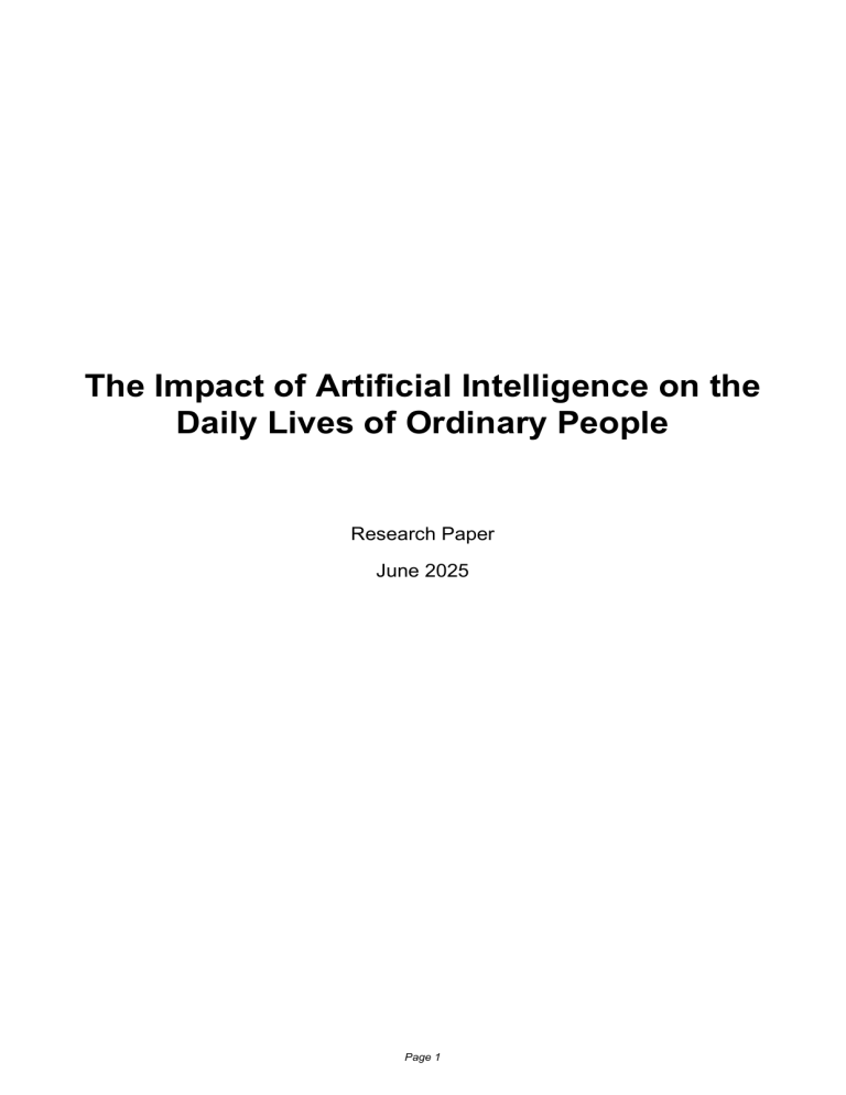 AI Impact on Daily Life: Research Paper (June 2025)