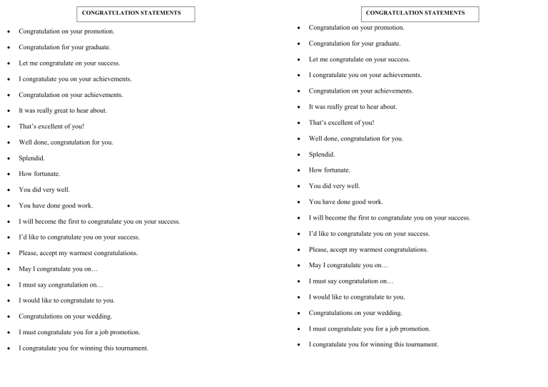Congratulation Statements: Phrases & Examples