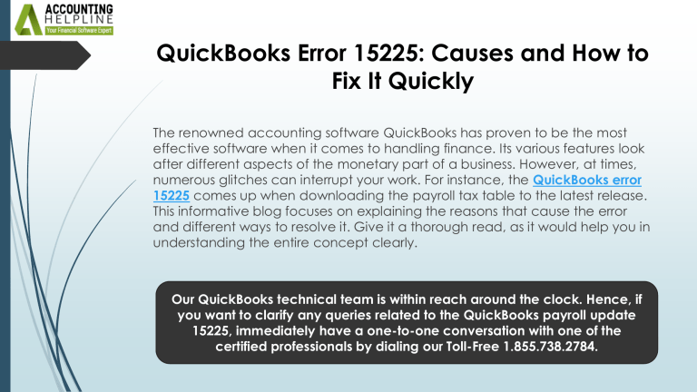 QuickBooks Error 15225: Causes & Fixes