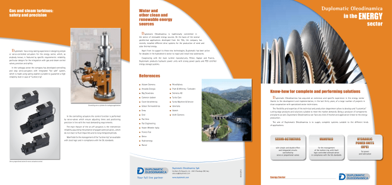 Duplomatic Oleodinamica: Hydraulic Systems for Energy Sector