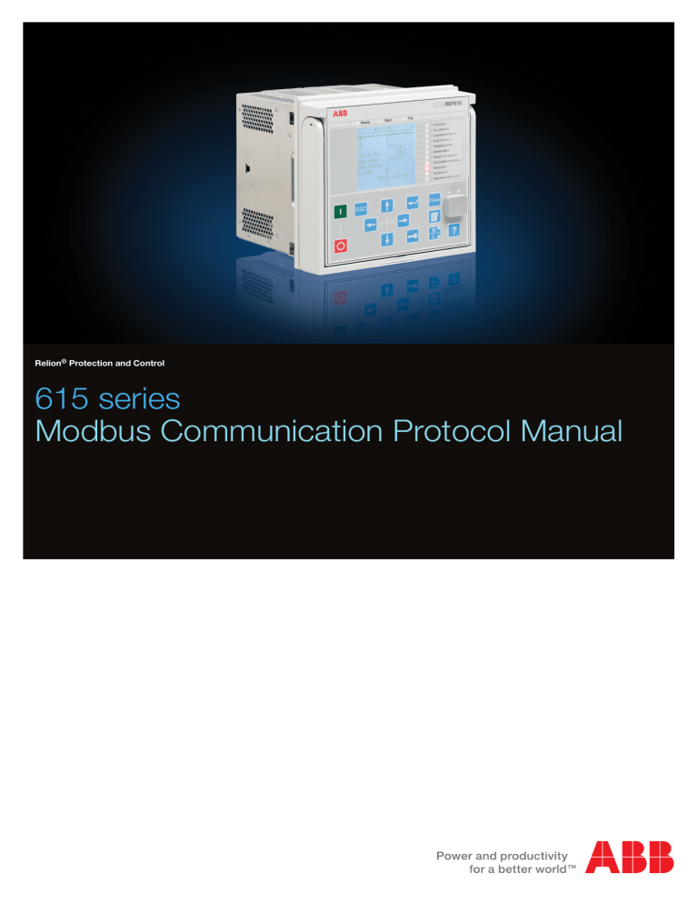 Relion 615 Series Modbus Communication Protocol Manual