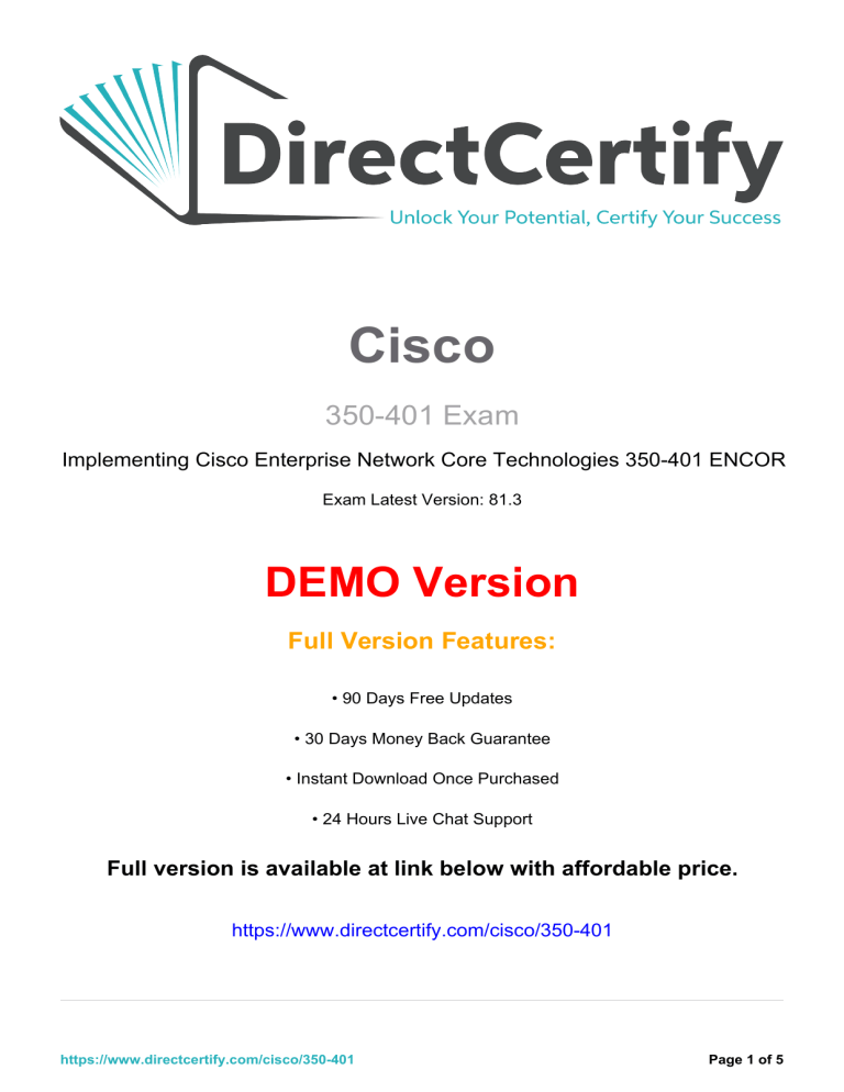 Cisco 350-401 ENCOR Exam Questions - Practice Test