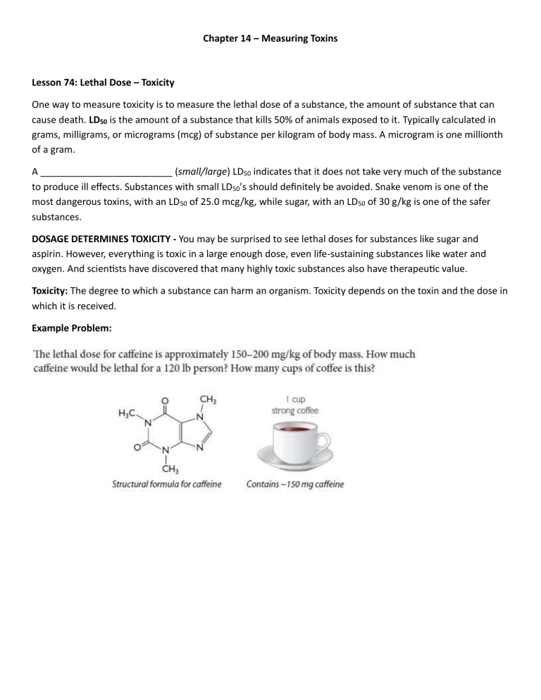Lethal Dose & Toxicity: Measuring Toxins Lesson