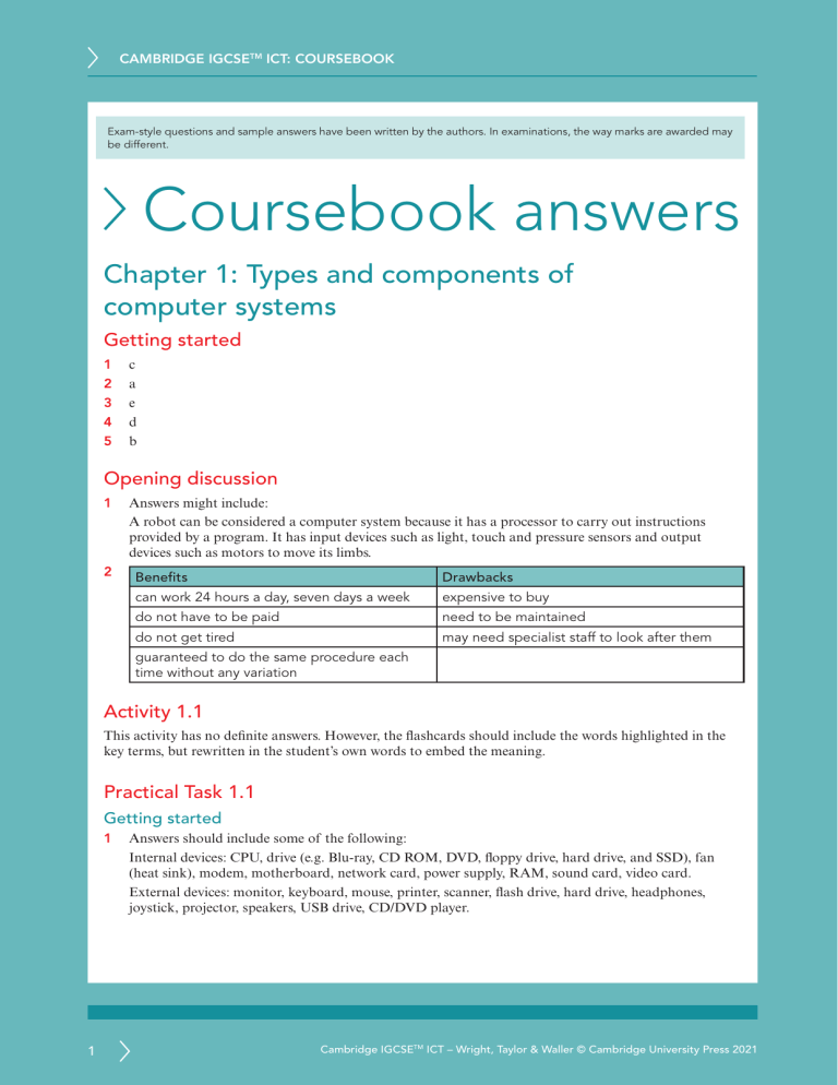 IGCSE ICT: Computer Systems & Components Coursebook
