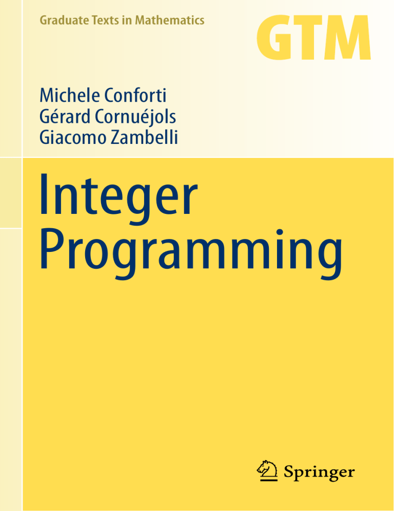Integer Programming: Graduate Textbook