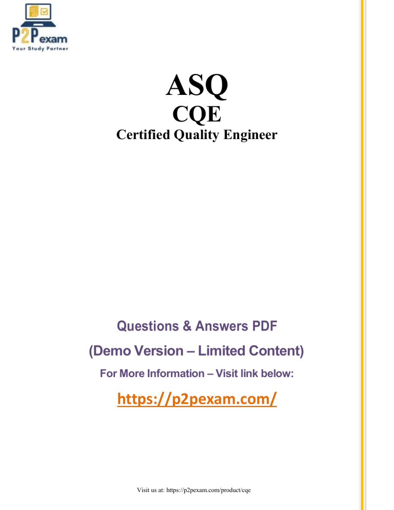 ASQ CQE Exam Questions & Answers (Demo)