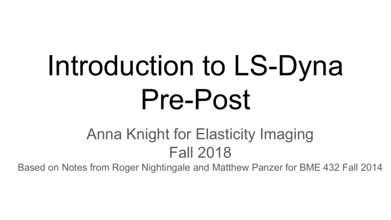 LS-Dyna Introduction: Pre-Post Tutorial