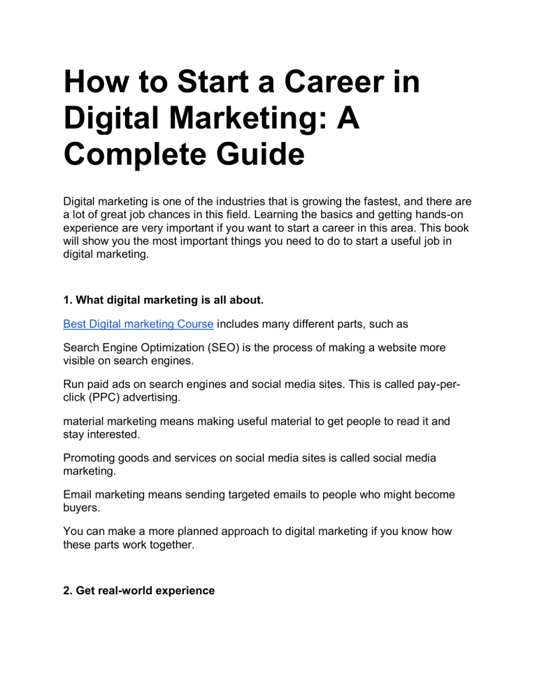Start a Digital Marketing Career: A Complete Guide