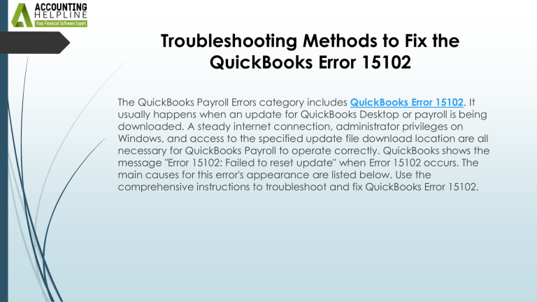 QuickBooks Error 15102: Troubleshooting Guide