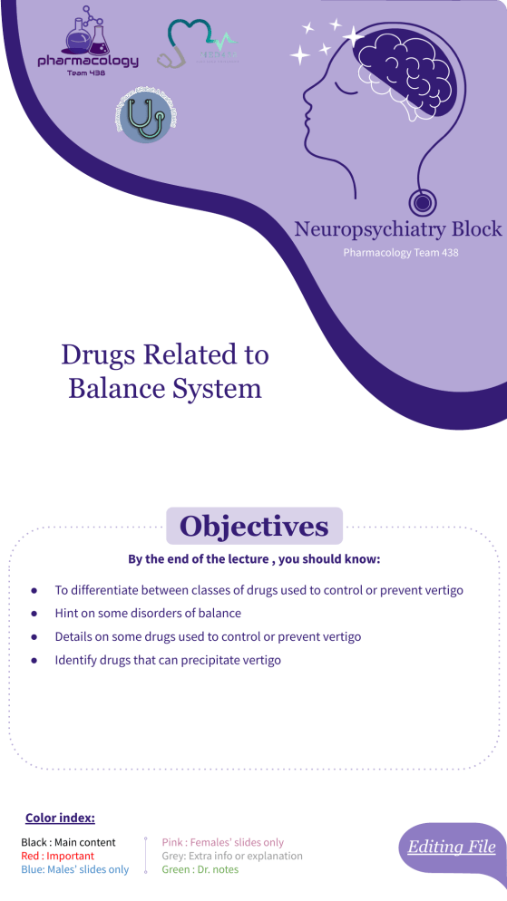 Drugs for Balance Disorders: Vertigo Pharmacology