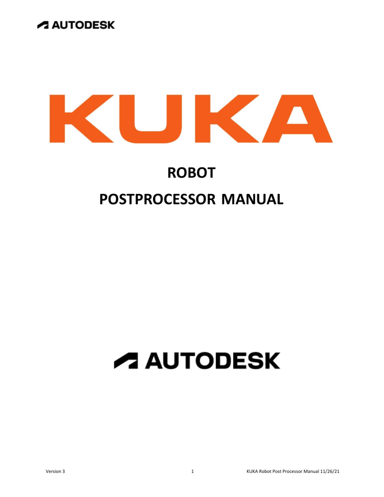 KUKA Robot Post Processor Manual for Autodesk CAM