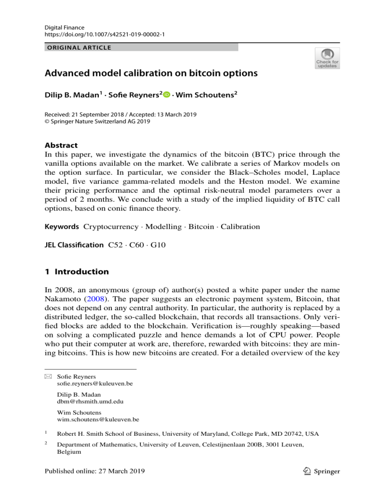 Bitcoin Options: Advanced Model Calibration
