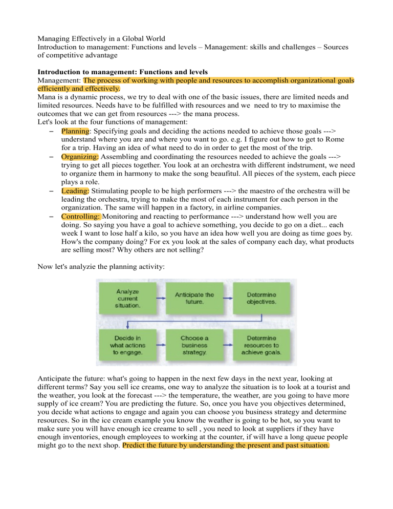Management Functions, Skills & Global Challenges