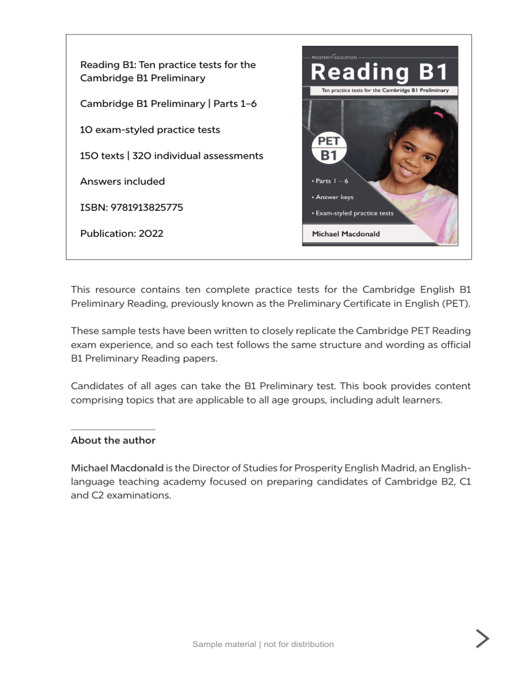 Cambridge B1 Preliminary Reading Practice Tests