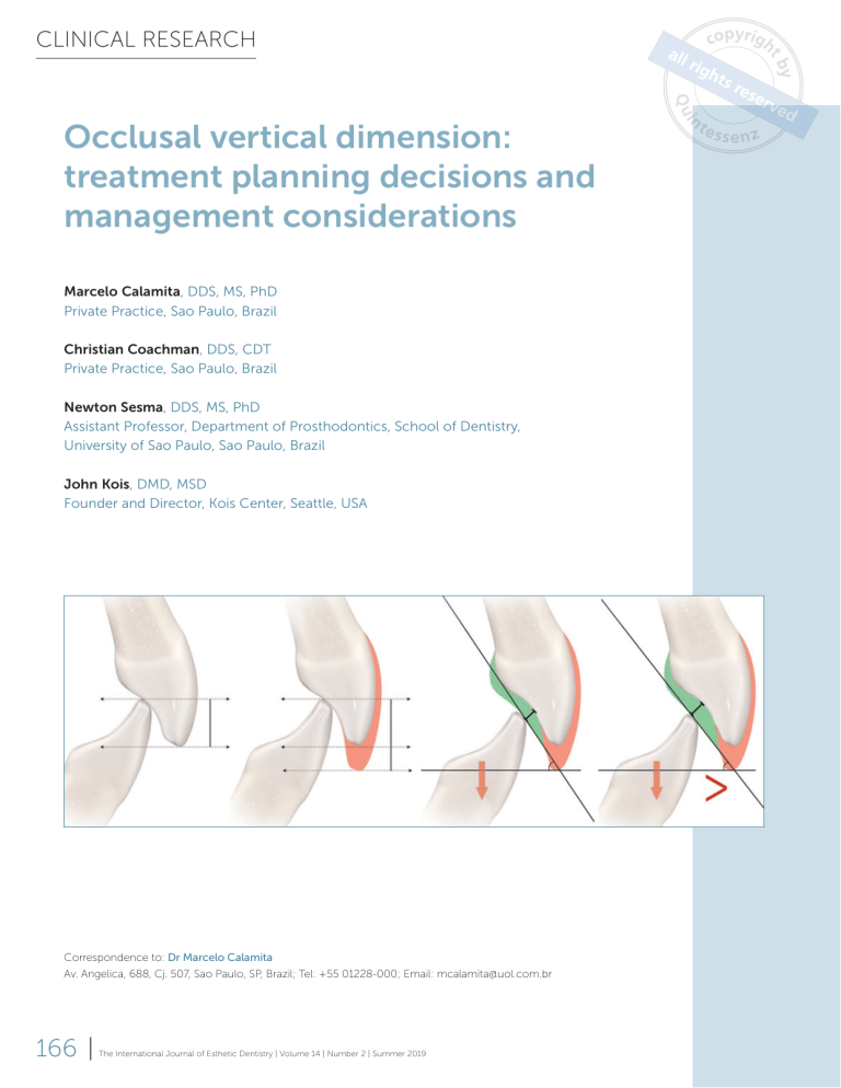 Occlusal Vertical Dimension: Treatment Planning & Management